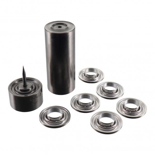 ●生地の穴あけ不要！ハトメが生地を打ち抜きます。 ●ハトメ玉は真鍮製でサビにくく、丈夫で変形しにくい。 【用途】 ●穴の補強・補修のハトメ作業時に ●ハトメ穴径:約11.5mm ●取付生地厚:3.5mmまで ●ハトメ玉(組数):6組入(シル...