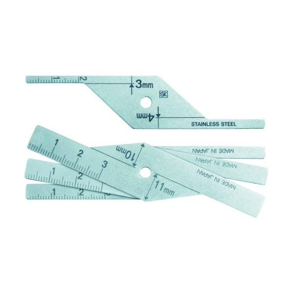 ■特徴 ルート間隔・突合せ継手ルート間隔測定用限界ゲージです。 ゲージリーフ４枚セットです。 ルート面、板厚測定が便利なスケール目盛を表示しています。  ■用途 ルート間隔・突合せ継手ルート間隔測定用に。 T継手の開先角度(内側)測定、突合...