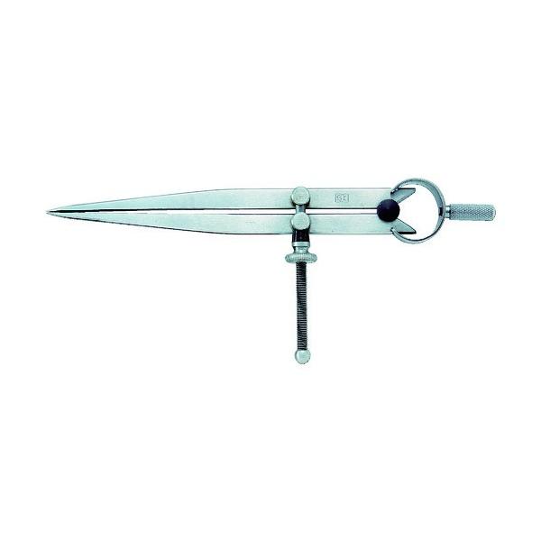 ■特徴 寸法の移しから円・円弧ケガキに便利な微動機能付です。 足に開閉用のネジを取付けたもので、開閉及び微動調整が容易に出来ます。  ■用途 寸法の移し取りに。  ■材質 本体:炭素工具鋼 ●全長(mm):150 ●呼び寸法(mm):150...