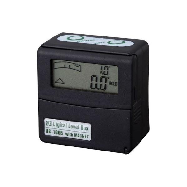 機械・金型・治具工具等の角度測定、組み立て、加工基準として使用する精密角度測定器 金属加工時の曲げ角度や溶接角度等の角度測定に最適です 水平基準絶対0°調整済で使用前の校正作業が不要です 画面の角度を90°まで6段階で変更可能です マグネッ...