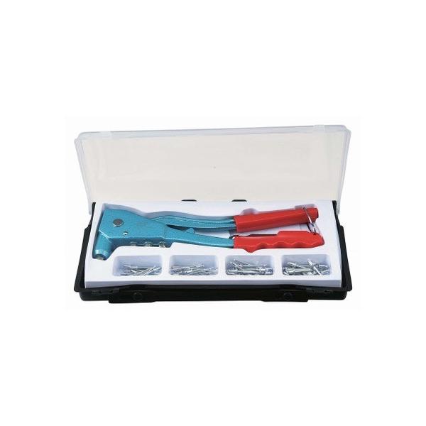 ハンドリベットと使用頻度の高いブラインドリベットのセットです。適応リベットサイズ:2.4mm・3.2mm・4.0mm・4.8mm  【付属品】 ノーズピース:2.4・3.2・4.0・4.8mm・・・各1個 ブラインドリベット:2.4・3.2...