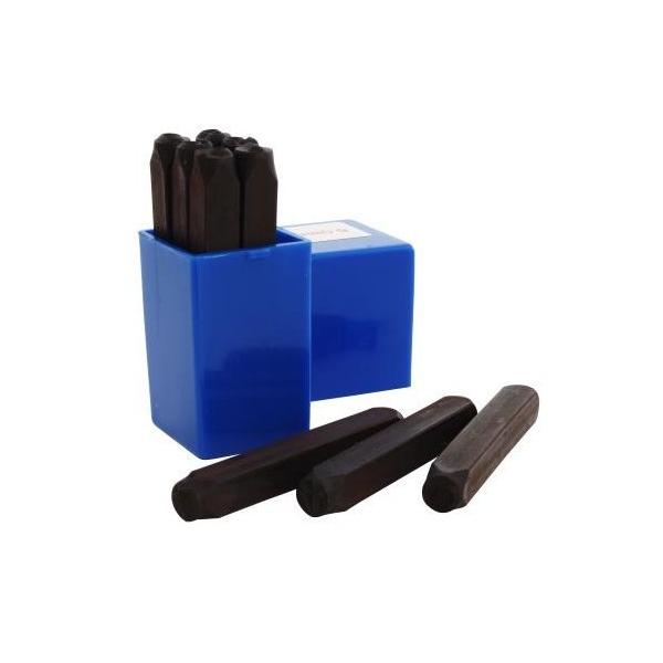 ●特長 ・0〜9(6と9は兼用)の数字8本組セットです。 ●用途 ・機械、金属部品等への打刻、マーキングに ●材質 ・本体:S50C ●仕様 ・全長(mm):64 ・サイズ(mm):6 ・文字:0-9(6と9兼用) ●付属品 ・刻印:0〜9...