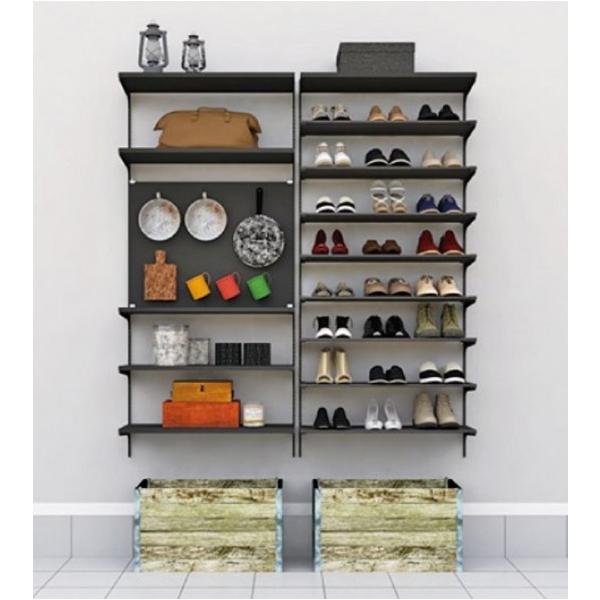 間口(mm):1682〜 アームハング棚柱棚板セット アートランバー 4面エッジテープ貼り・ 樹脂棚板:ダークグレー(DG) アームハング棚柱 SS:SSシルバー(S) 有孔パネル:シェルホワイト(LW) 棚板:アートランバー(20mm厚)...