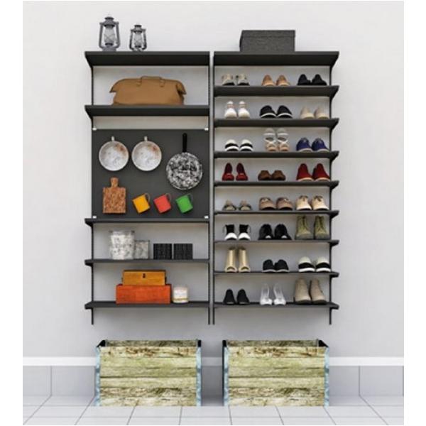 間口(mm):1682〜 アームハング棚柱棚板セット アートランバー 4面エッジテープ貼り・ 樹脂棚板:ダークグレー(DG) アームハング棚柱 SS:SSシルバー(S) 有孔パネル:シェルホワイト(LW) 棚板:アートランバー(20mm厚)...