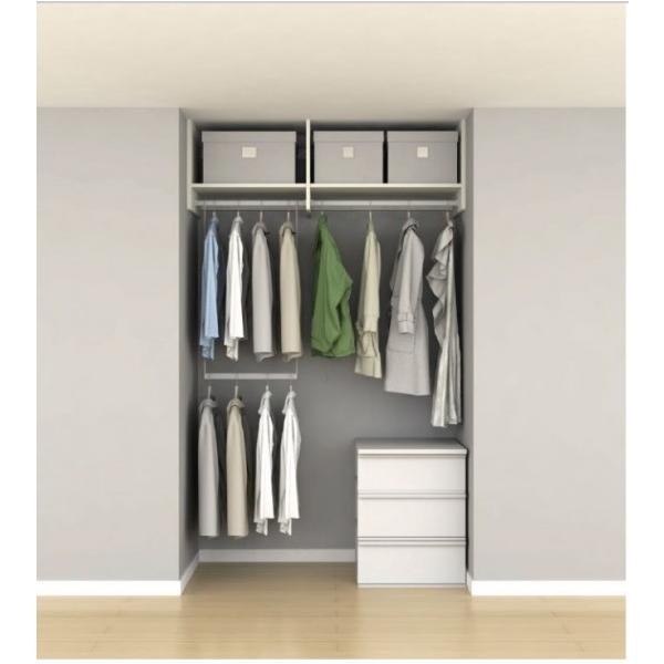 奥行設定:445mm プラン高さ:468mm 天井高さ:2400mm ●セット内容: 側板×1:N3GI-D4H04-2-LW 仕切板×1:N3SI-D4H04-LW 背壁桟木×1:N3SS-W14-LW 棚板(可動・固定兼用)×1:N3T...