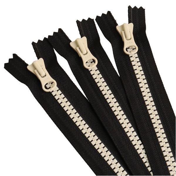 カラー:ブラック×ホワイト 本体サイズ:20cm 生産国:日本 入数:3本 使いやすいシックならカラーと今までにない太めのムシが特徴の8ビスロンファスナー。  20cmはポーチの主役に、40cmはバッグ作りに相性ぴったり！ビスロンファスナー...