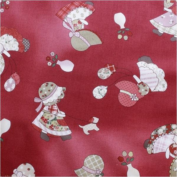 ■サイズ/巾約110cm×1mカット ■素材:綿100％ パッチワークにもおすすめのプリント生地です。  ボンネットを被った女の子“スーちゃん”が可愛い「サンボンネットスー」シリーズです。  ■サイズ/巾約110cm ■素材/綿100% ス...