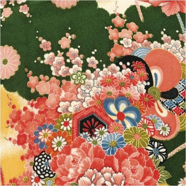 【サイズ】 巾約73cm×2m切売カット 【カラー】 花 緑系 【入数】 2m HY02E2M