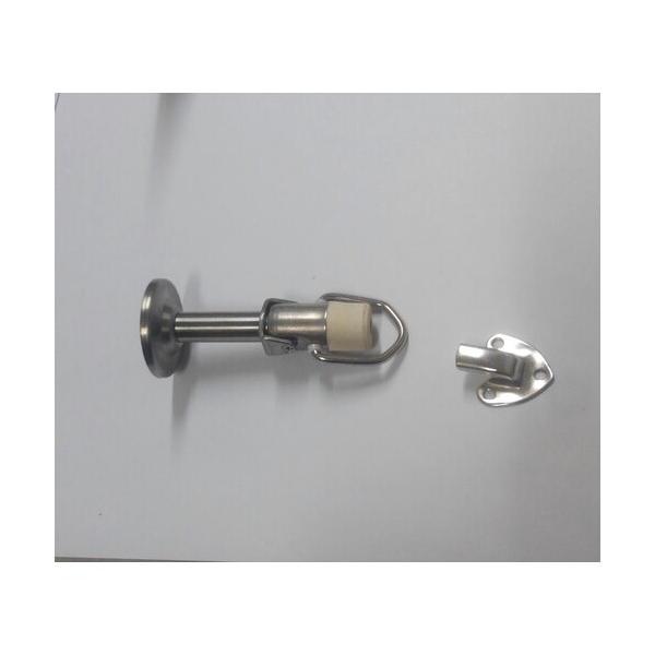 ■特徴 扉を開いたまま固定できます。 ■用途 巾木・床付け兼用の戸当りです。 ■材質 ステンレス 仕上:バレル研磨    【カラー】 バレル研磨 ゴム：ホワイト 【重量】 146G 【原産国】 日本製 SUSTA3