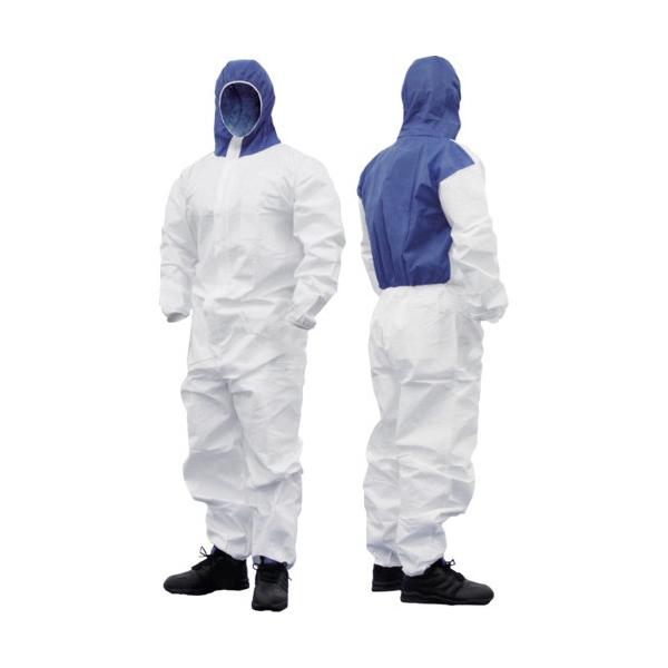 ■特長 高いバリアー性能を持つ生地＋通気性の高い生地を組み合わせたハイブリッド防護服。  バリアー性能が高い生地ほどそれに比例して使用時の通気性が下がり、使用者は蒸し暑く感じます。  フード部および背面にのみ通気性の高い生地を採用することで...