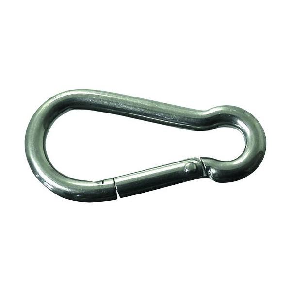 ■特徴 水回りに最適なステンレス製です。 開口部がスプリング式のため、手軽に開閉できます。  ■用途 チェイン・ワイヤーロープなどの連結、末端の金具として。  ■仕様 ステンスプリングフック10mm(10個入)  ■材質 本体：ステンレス ...