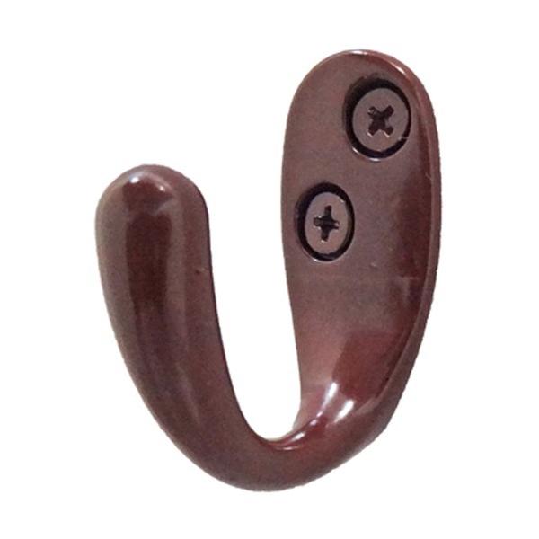 ■特長 どこにでも合わせやすいフックです。  ■仕様 色:茶 吊下荷重(kgf):3 幅(mm):15 奥行(mm):33 高さ(mm):35 表面処理:焼付塗装 ■付属品 鉄木ねじ付(2.7mmx16mm)   【重量】 785g 【入数...