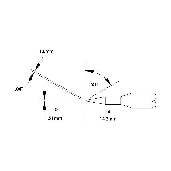 ■特徴 CVシリーズ用チップカートリッジです。  ■仕様 ヒーター温度413°C C型0.5mmx14.2mm   【入数】 1点 CVC7BV6005A