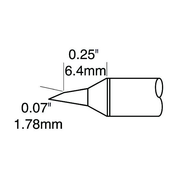 ■特徴 CVシリーズ用チップカートリッジです。  ■仕様 ヒーター温度413°C　C型　1.78mm×6.4mm   【入数】 1点 CVC7BV6018P