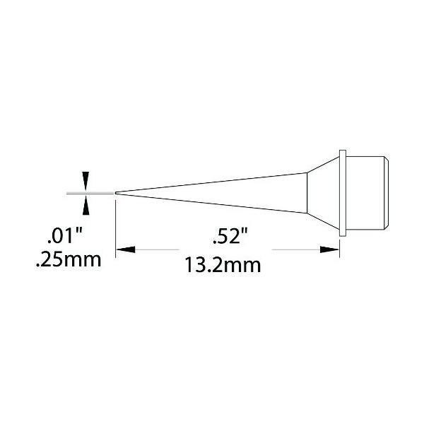 ■特徴 CVシリーズ用チップカートリッジです。  ■仕様 ヒーター温度413°C　B型　0.25mm×13.2mm   【入数】 1点 CVC7CN0003A