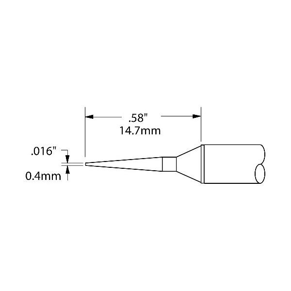 ■特徴 CVシリーズ用チップカートリッジです。  ■仕様 ヒーター温度413°C B型0.4mmx14.7mm   【入数】 1点 CVC7CN1504A