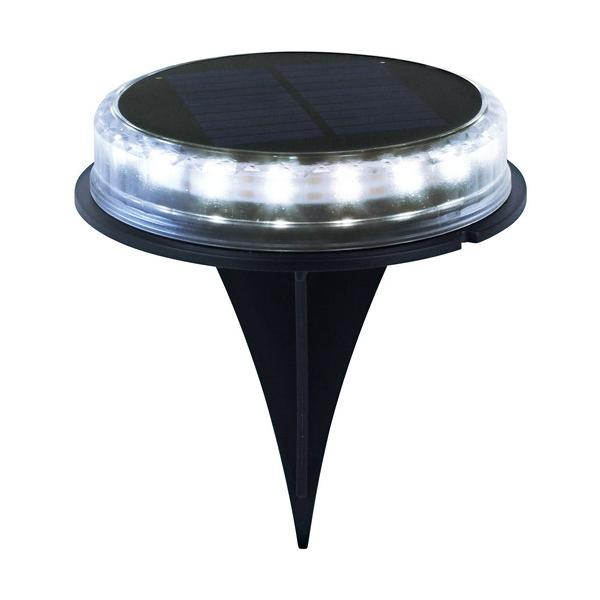 ■特長 置いたり挿したり、簡単設置可能。  乗用車で踏んでも壊れないタフなボディです。  ■用途 玄関、ベランダ、お庭などの照明に。  ■仕様 照度(lm):40 光源色:昼白色 直径(mm):120 高さ(mm):27(杭含まず) 幅(m...