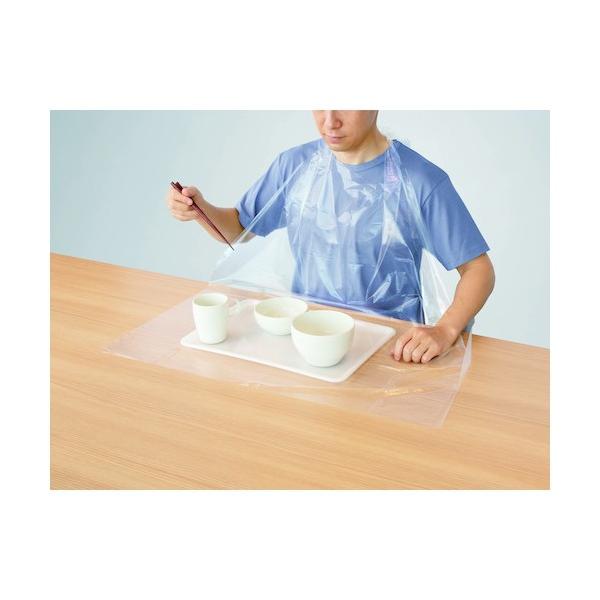 ■特長 ワイドタイプの使い捨て食事用エプロンです。  エプロンの裾幅が広いワイド設計により、エプロンをトレーの下に敷いて固定したり、両端をトレーの下に折り込みポケット状にしたりすることで、より食べこぼしをキャッチできます。  首の太さに合わ...