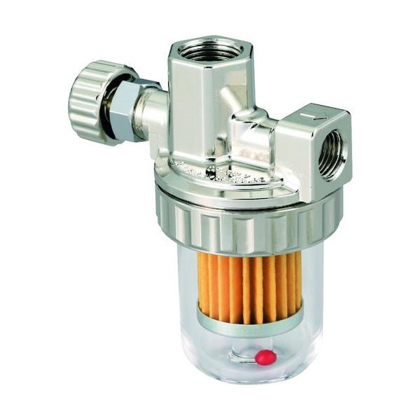 ■特徴 灯油タンク等に設置します。 異物（錆、ゴミ等）を除去し、配管機器の破損を防止します。  ■仕様 IN側：Rc3/8 OUT側：Rc1/4 カップ材質：PC フィルター：濾紙  ■注意点 使用温度範囲内でも、流体の性質により低温では粘...