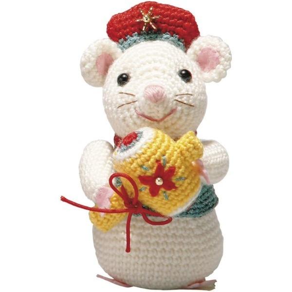 毛糸、25番ししゅう糸、フェルト、ひも、目ホ゛タン、フラワーヒ゛ース゛、丸ヒ゛ース゛、手芸用綿 3/0・4/0かぎ針、とじ針、刺しゅう針、縫い針、縫い糸（白）、はさみ、厚紙、目打ち、手芸用接着剤 出来上がりサイズ約高さ14cm×幅8cm置き...