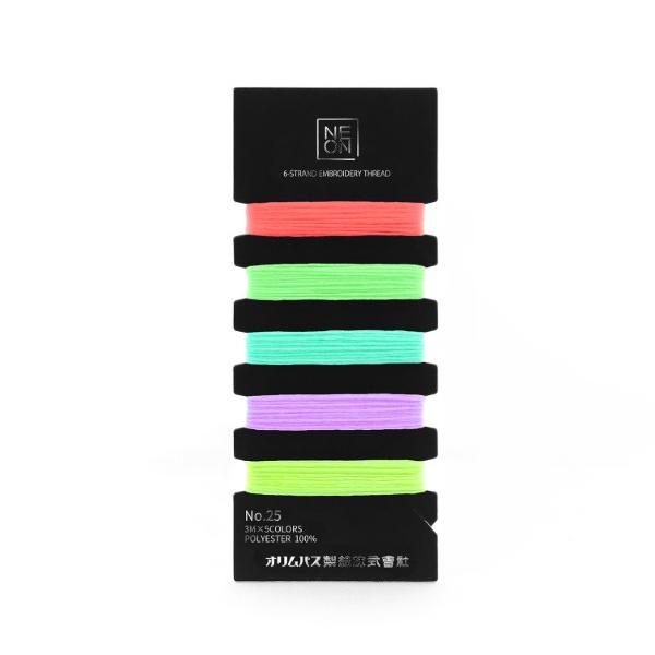 セット内容:NEON 25番 刺しゅう糸 各3m×5色 品質:ポリエステル100％ 適正針:フランス針・クロス針 ネオン感のある圧倒的発色です。  柔らかく糸すべりの良い刺しごこちです。  日本製 カラー: パステルセット内容:NEON 2...