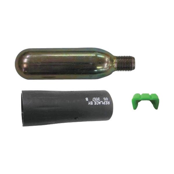 ■特徴 2015年4月以降に製造された、新基準対応RE-5型用(自動式)交換用ボンベ&amp;カートリッジセットです。  ■仕様 適合本体：RE-5 内容：ボンベ・カートリッジセット  ■付属品 炭酸ガスボンベ（内容量17g） 水感知カート...