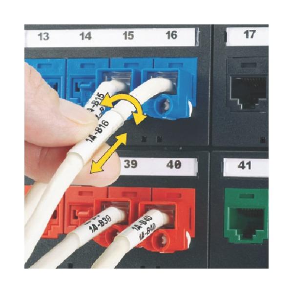 商品画像はイメージ画像です。実際とは異なる場合がございます。 ■特徴 ラベルをケーブルに取り付け後、回転、スライドさせることが可能で、どの角度からも表示内容を確認することができます。 両端加工済のケーブルにも取り付け可能です。 ケーブル密集...