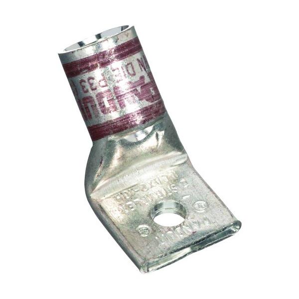 商品画像はイメージ画像です。実際とは異なる場合がございます。 ■仕様 銅製圧縮端子 1穴 電線サイズ：AWG2 バレル角度：45度   【入数】 1点 LCAX210HE