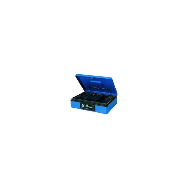 ■特長 軽量でコンパクトながら、耐久性を備えています。 レバー操作のワンタッチ開閉式です。 トレーは硬貨や小物が収納できる仕切り付きです。 ■仕様 色:ブルー 外形寸法:幅300×奥240×高80mm 内形寸法:幅277×奥203×高60m...
