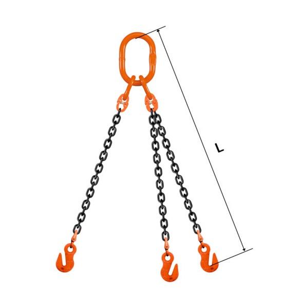 ■特徴 ウィナー・グレード10を使用した3本吊り用チェーンスリングです。 摩耗に強く、長期間使用可能です。 日常点検、年間定期点検が容易に行えます。 ■仕様 ASTM973/A973M-01に基づいたチェーンを使用。 使用荷重を記入したタグ...