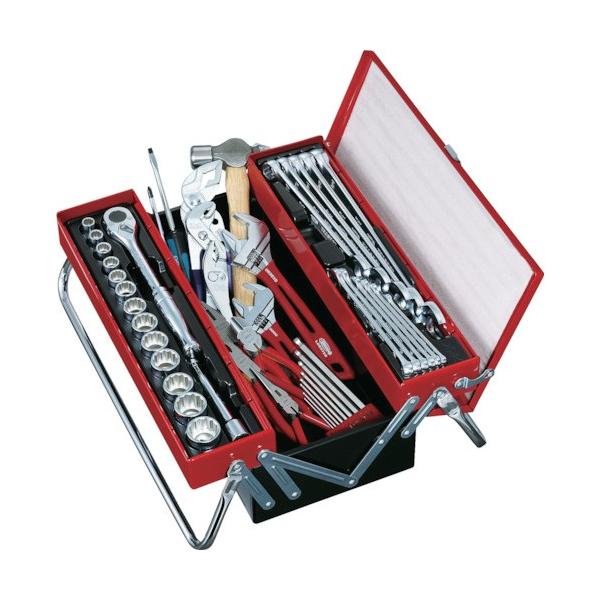 ■特徴 シリーズ最多の全47点のツールが収納されています。 ネジアンギラス、トルクがかかりやすく、なめにくく、安定した締付が可能なX-DRIVEを採用したハイブリッドモンキレンチＸＤなど、頼りになるツールが詰まっています。 ●差込角(mm)...