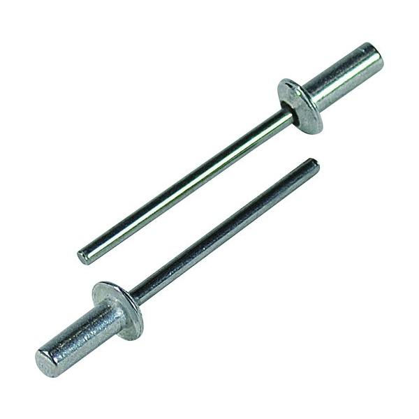 ■特徴 必要な仕事に無駄なく使える少量サイズです。 片側から複数の母材をワン・アクションで締結できます。  ■仕様 エコパック入り RoHS指令適合品 パック入数(本)：30 ボディ材質：アルミニウム（A5056） マンドレル材質：スティー...