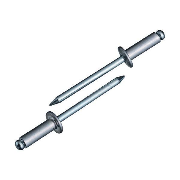 ■特徴 必要な仕事に無駄なく使える少量サイズです。 片側から複数の母材をワン・アクションで締結できます。  ■仕様 エコパック入り RoHS指令適合品 パック入数(本)：50 ボディ材質：アルミニウム（A5154） マンドレル材質：スティー...