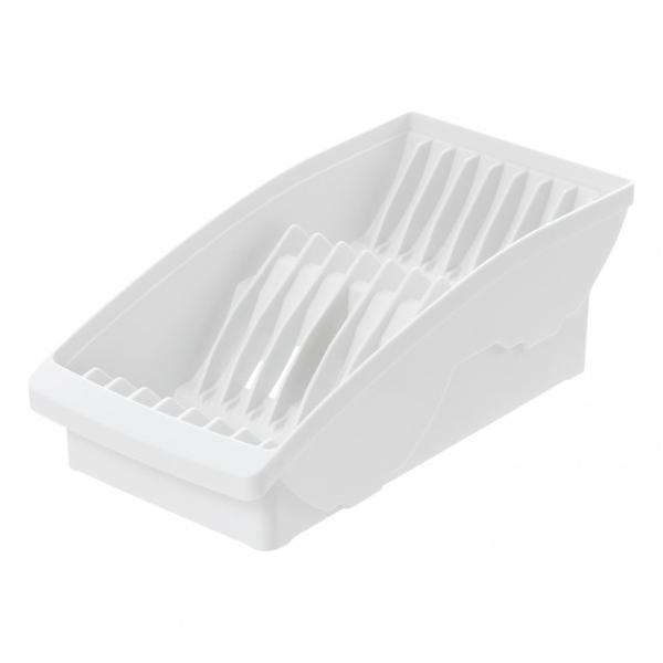 食器棚の整理整頓に。  食器類を立てて置けるシンプル収納。  立てて収納:お皿を立てて収納することで見やすく、サッと取り出すことができます。  奥にも収納:奥に収納したお皿は、手前より高さがあるので取り出しやすいです。  プラスチック製なの...