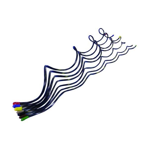 ■特徴 数条のケーブルを1本のメッセンジャーワイヤーに吊架でき経済的です。  ■用途 通信ケーブル等をメッセンジャーワイヤーに吊架する螺旋成形品。  ■仕様 適用範囲 63〜85mm ■材質 心線:亜鉛メッキ鋼線 被覆:塩化ビニル樹脂 端末...