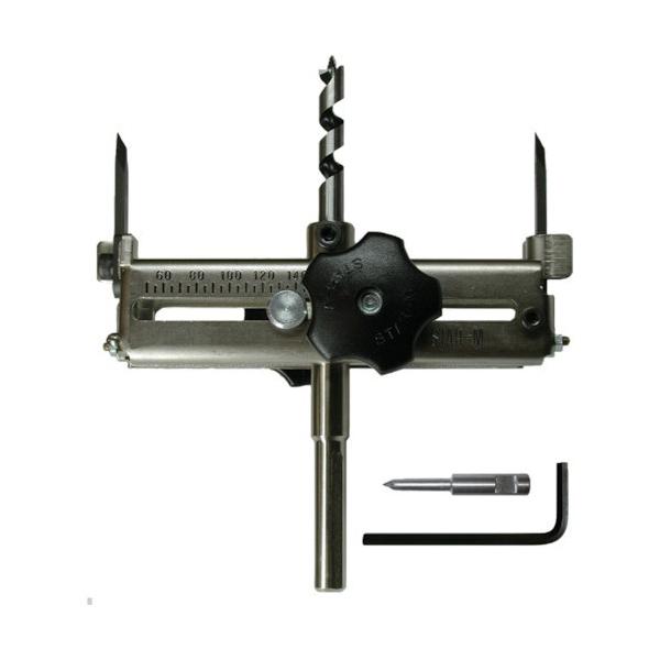 ■特徴 工具不要。ワンタッチでサイズ合わせ簡単です。 28mm厚の一般木材、構造用合板が一発で穴あけOKです。 石こうボードの穴あけにも最適です。 穴径60〜200mmの加工がこの1台でOKです。 ダウンライトの取り付け作業に適しています。...