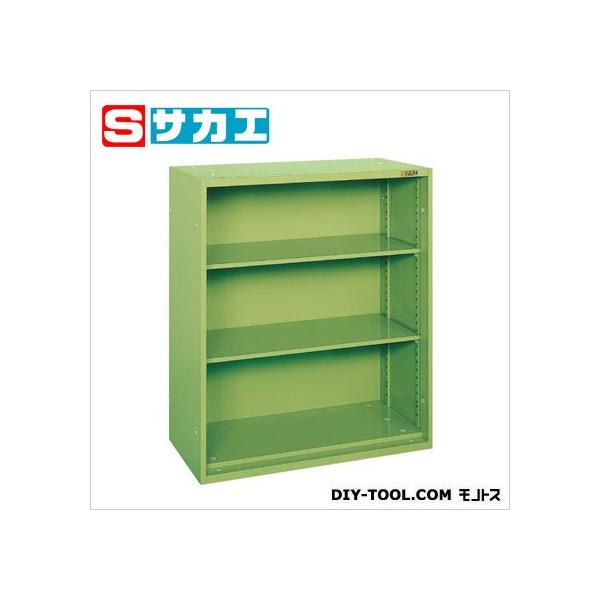 統一された寸法（間口、奥行、高さ）で自由な組み合せが可能！！ ●外寸：W900×D450×H1050mm ●内寸：W860×D449×H990mm ●カラー：サカエグリーン ●質量：26kg ●セット内容（付属品）：棚板2枚付 分類：工具保...