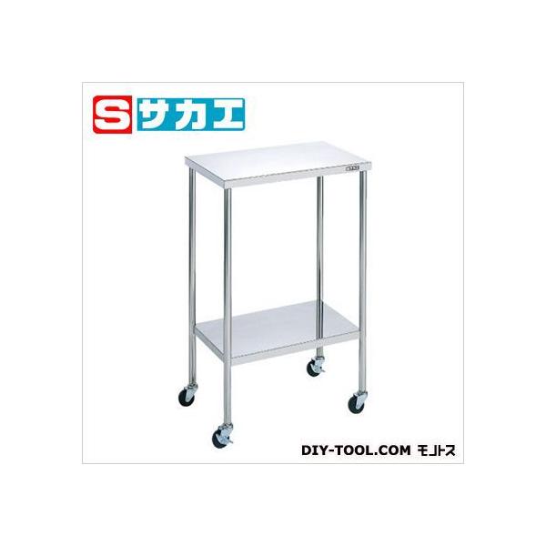 拭取りやすいコーナー形状 ●外寸：W485×D315×H760mm ●質量：5.2kg ●材質：SUS304、BA仕上げ（支柱／棚板はSUS304） ●キャスター：50φゴム車  スチール金具 分類：ステンレス製品 メーカー型番：CSS-1...