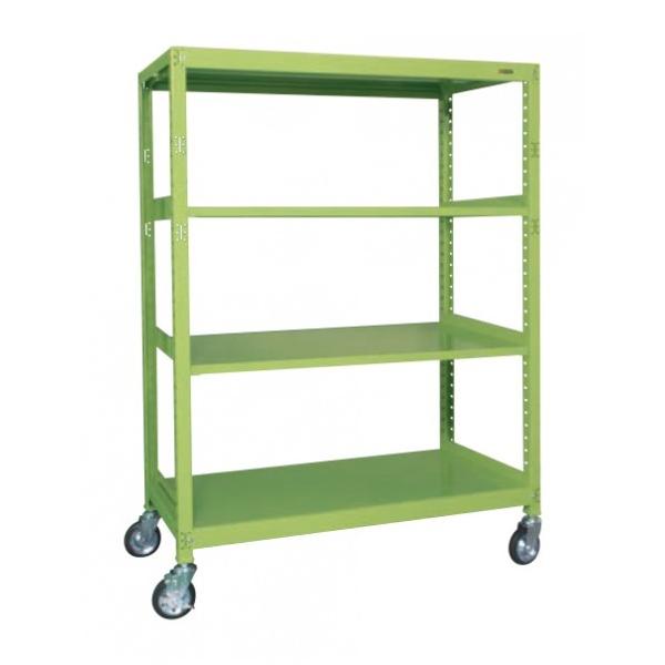 ボルト８本組立の手軽さを実現！支柱は溶接一体型のため非常に堅牢です。 ●寸法：W1500×D450×H1620mm ●均等耐荷重（棚1連当り）：350kg ●均等耐荷重（棚板1段当り）：250kg ●段数：4段 ●カラー：グリーン ●質量：...