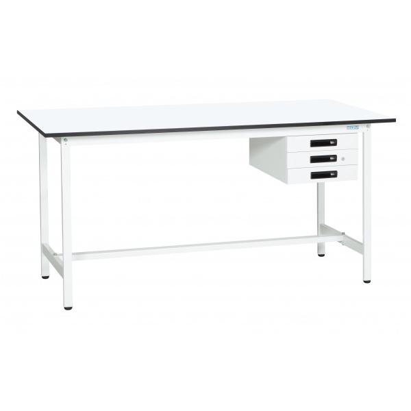 ●銀イオン配合による抗菌効果のあるパールホワイト粉体塗装を採用!作業台下のデッドスペースを有効活用出来るキャビネット(引出し)を標準装備しています。 ●メラミン天板を使用したワークテーブルは、耐衝撃性・耐薬品性・耐摩耗性に優れた高性能天板で...