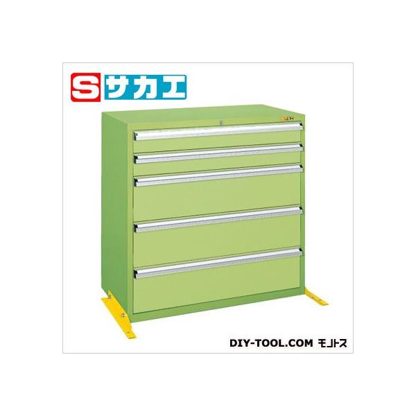 合理的な組み合わせで収納効率が更にアップ！！　統一された寸法（間口、奥行、高さ）によりレイアウトが自由自在！ ●外寸：W900×D450×H880mm ●カラー：サカエグリーン ●質量：114kg ●引出し：H100×2段、H200×3段 ...