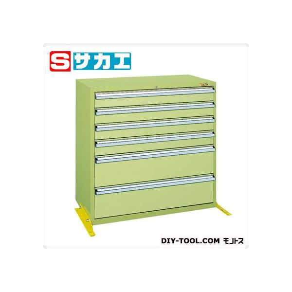 合理的な組み合わせで収納効率が更にアップ！！　統一された寸法（間口、奥行、高さ）によりレイアウトが自由自在！ ●外寸：W900×D450×H880mm ●カラー：サカエグリーン ●質量：114kg ●引出し：H100×4段、H200×2段 ...
