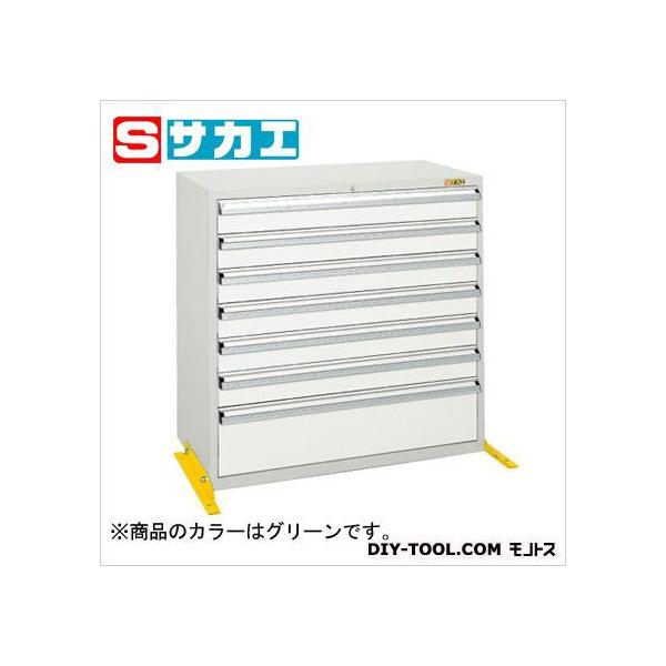 合理的な組み合わせで収納効率が更にアップ！！　統一された寸法（間口、奥行、高さ）によりレイアウトが自由自在！ ●外寸：W900×D450×H880mm ●カラー：サカエグリーン ●質量：118kg ●引出し：H100×6段、H200×1段 ...