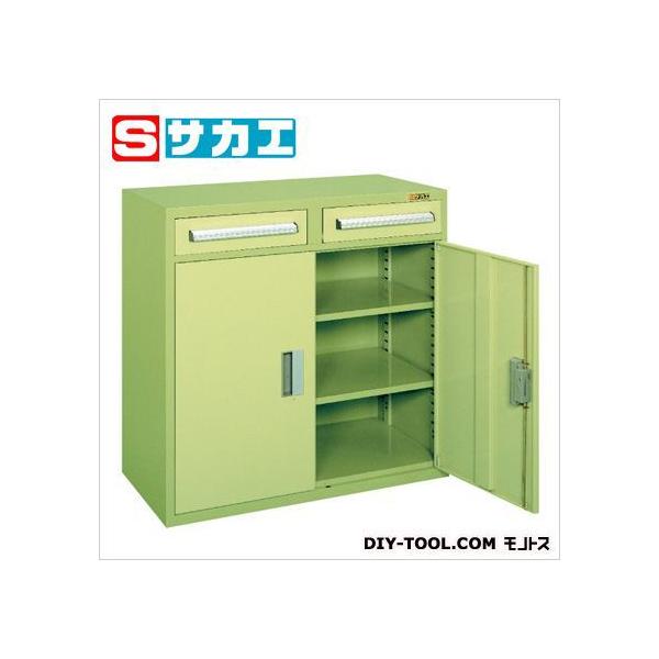 合理的な組み合わせで収納効率が更にアップ！！　統一された寸法（間口、奥行、高さ）によりレイアウトが自由自在！ ●外寸：W900×D450×H880mm ●カラー：サカエグリーン ●質量：43kg ●引出しには鍵は付いていません。 ●扉内寸法...