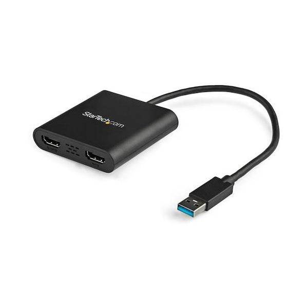 ■特徴 USB Type-Aポート1口にHDMIモニター2台を接続します。 ノートパソコン搭載画面を含め合計で3画面を拡張モードでサポートします。 オフィスワーク、在宅勤務、会議室HDTVとの接続に便利です。 USBバスパワーで動作し、外部...