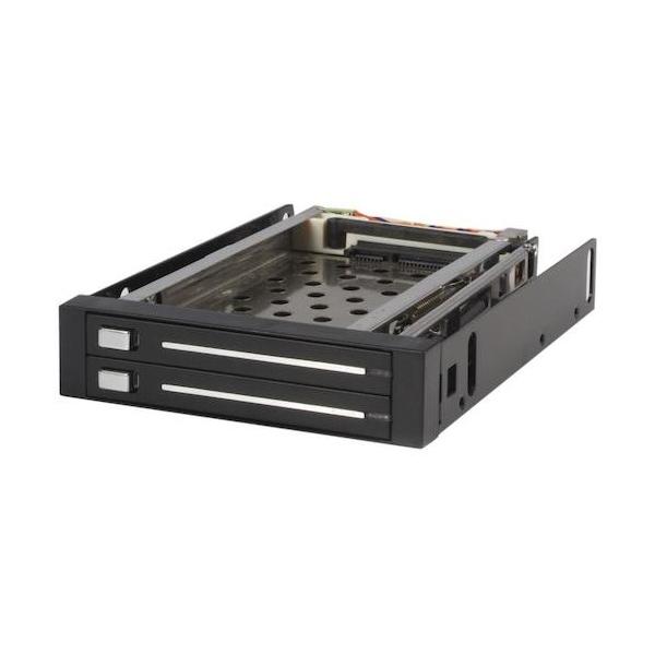 ■特徴 1つの3.5インチベイに2台の2.5インチHDDを着脱できます。 SATA 1.0／2.0／3.0 SSDおよびHDDに対応しています。 オープントップ設計と通気性のあるスロット分割により放熱を促進します。 ねじキット、ケーブル類、...