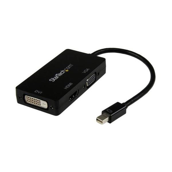 ■特徴 Mini DisplayPort用変換アダプタです。 Mini DisplayPortビデオソースをHDMI、VGA、DVIモニターに接続します。 3種類の出力に対応する便利なスリーインワン型アダプターです。 1920x1200（1...