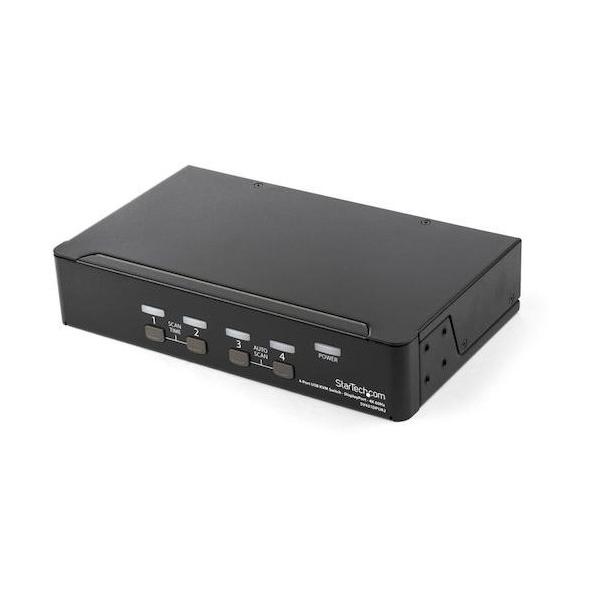 ■特長 ホットキーまたは手動切替えで4台のコンピューターにアクセスできるKVMスイッチです。  MSTパススルーにより複数ディスプレイをサポートします。  アクセスしやすい前面部にUSB 2.0ハブを搭載しています。  3.5mm アナログ...