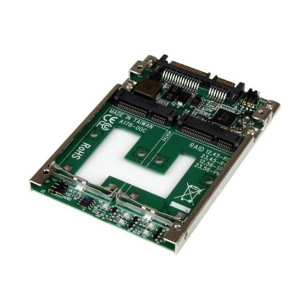 ■特長 単一の2.5インチSATAベイに2つのmSATA SDDを装着します。  RAIDアレイを構成し、システム性能を大幅に向上させることができます。  放熱性に優れたオープフレームのスチール製ブラケットです。  複数のRAIDモード（R...