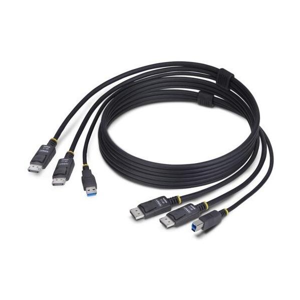 ■特徴 2画面DisplayPort&amp;USB対応KVM用束線ケーブルです。 DisplayPortとUSB 3.2 Gen 1を1本の束線ケーブルに統合し、配線の複雑さを軽減し、インストールを簡素化する多機種対応ケーブルです。 Wi...